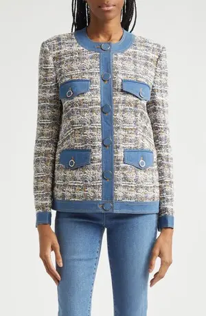 Veronica Beard Ainslee Tweed & Denim Jacket
