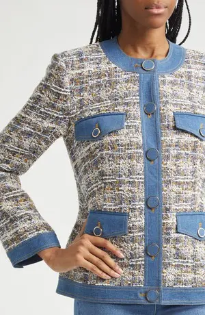 Veronica Beard Ainslee Tweed & Denim Jacket