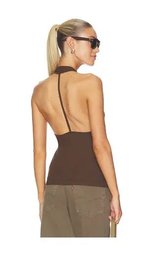 Helmut Lang Ribbed Halter Neck Tank Top - Brown
