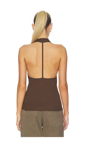 Helmut Lang Ribbed Halter Neck Tank Top - Brown