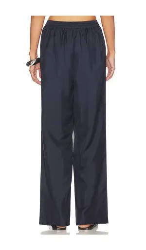 RÓHE Wide Leg Silk Trousers - Navy