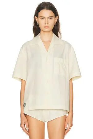 ENTIRE STUDIOS Short Sleeve Pajama Shirt - Off White