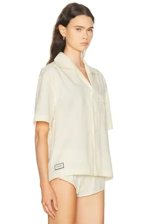 ENTIRE STUDIOS Short Sleeve Pajama Shirt - Off White