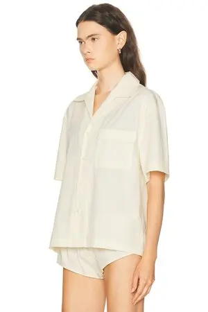 ENTIRE STUDIOS Short Sleeve Pajama Shirt - Off White