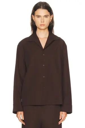 ENTIRE STUDIOS Long Sleeve Pajama Shirt - Brunette