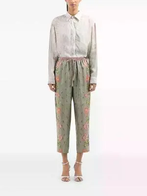 PIERRE-LOUIS MASCIA Floral Print Silk Drawstring Trousers