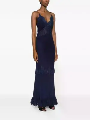 SELF-PORTRAIT Lace Detail Maxi Dress - Blue