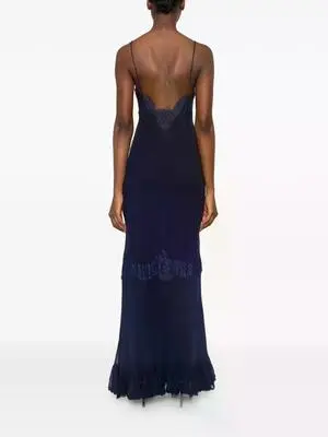SELF-PORTRAIT Lace Detail Maxi Dress - Blue