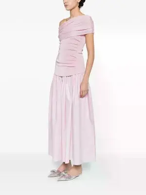SELF-PORTRAIT Draped Ruched Midi Dress