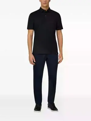 Boggi Milano Branded-button Short-sleeve Polo Shirt - Black