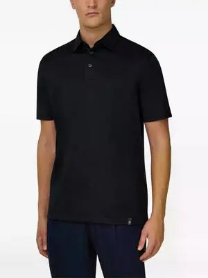 Boggi Milano Branded-button Short-sleeve Polo Shirt - Black