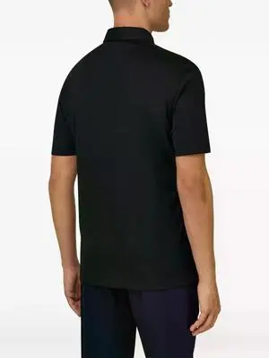 Boggi Milano Branded-button Short-sleeve Polo Shirt - Black