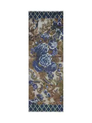 PIERRE-LOUIS MASCIA Hawnbci Floral-print Scarf - Blue