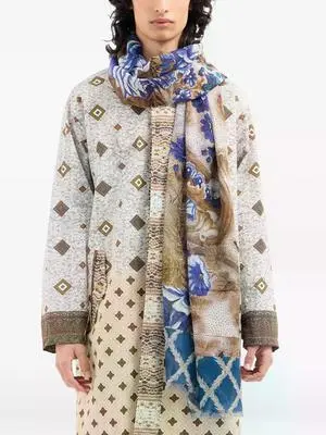 PIERRE-LOUIS MASCIA Hawnbci Floral-print Scarf - Blue