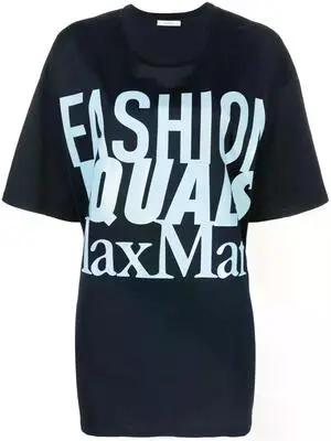 Max Mara Logo-print Cotton T-shirt - Blue
