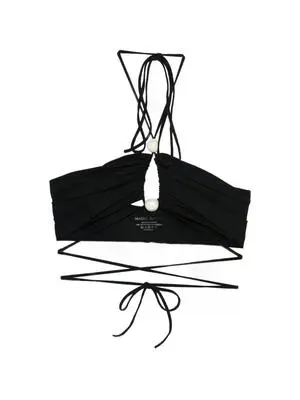Magda Butrym Gathered Beachwear With Tie Detail - Black