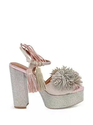 Kurt Geiger Strass Tassel Platform Sandals - Silver