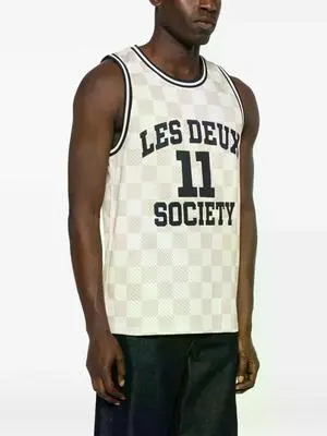 LES DEUX Silas Checked Tank Top - Neutrals