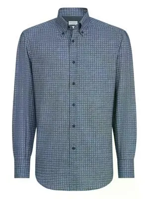 Brunello Cucinelli Flower-print Button-down Collar Shirt - Blue