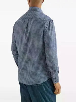 Brunello Cucinelli Flower-print Button-down Collar Shirt - Blue