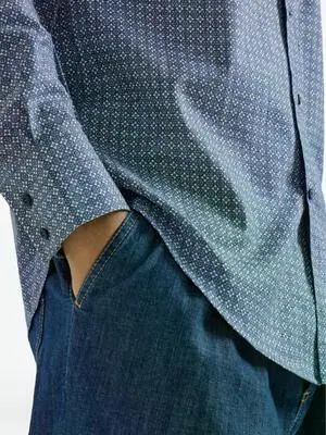 Brunello Cucinelli Flower-print Button-down Collar Shirt - Blue