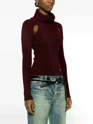 Blumarine Turtleneck Ribbed Knit Sweater