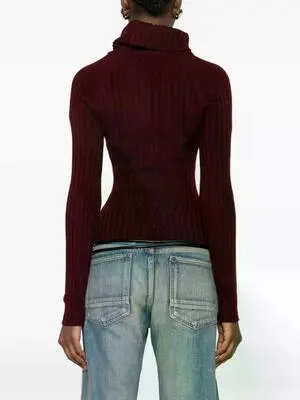 Blumarine Turtleneck Ribbed Knit Sweater
