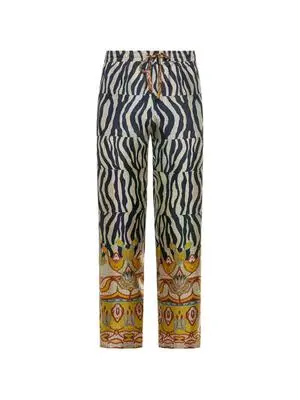 PIERRE-LOUIS MASCIA Aloe Zebra-print Trousers - Neutrals