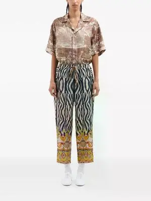 PIERRE-LOUIS MASCIA Aloe Zebra-print Trousers - Neutrals