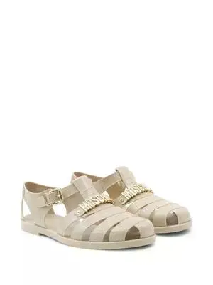 Moschino Logo Buckle Sandals - Neutrals