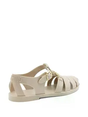 Moschino Logo Buckle Sandals - Neutrals