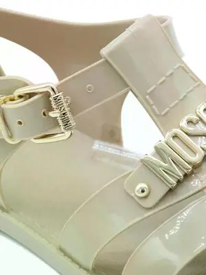 Moschino Logo Buckle Sandals - Neutrals