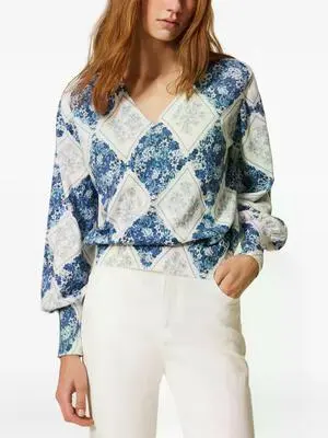 TWINSET Diamond-pattern Floral Top