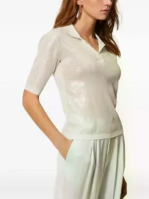 TWINSET Wingtip-collar Sequined Top