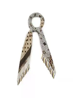 PIERRE-LOUIS MASCIA Geometric-pattern Fringed-hem Scarf - Neutrals