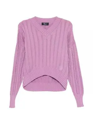 Blumarine V-neck Openwork Sweater