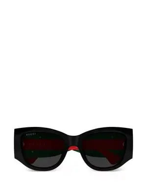 Gucci Stripe Logo Geometric Sunglasses - Black