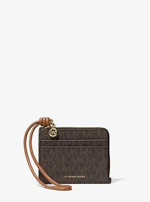 Michael Kors Jet Set Small Signature Logo Card Case Wristlet - Brown