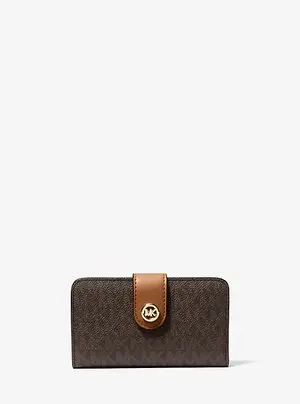 Michael Kors Mk Pop Charm Medium Signature Logo Wallet - Brown