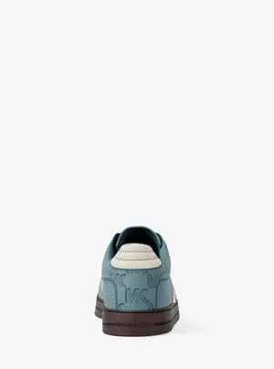 Michael Kors Brady Logo Embossed Leather Low Top Sneakers - Blue