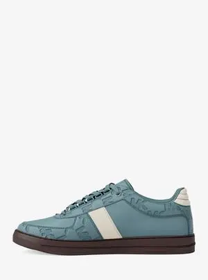 Michael Kors Brady Logo Embossed Leather Low Top Sneakers - Blue