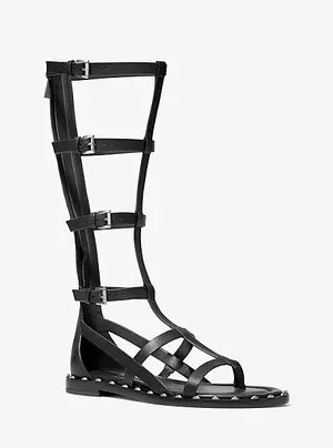 Michael Kors Studded Leather Gladiator Sandal - Black
