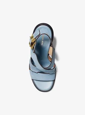 Michael Kors Raven Suede Crossover Block Heel Sandal - Blue