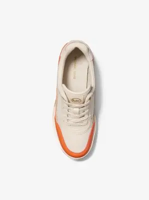 Michael Kors Emmy Leather And Canvas Wedge Trainer - Orange