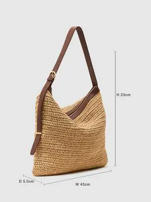 REISS Raffia-effect Tote Bag