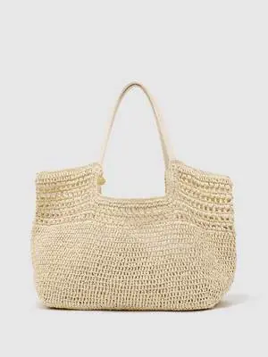 REISS Raffia-effect Cut-out Tote Bag