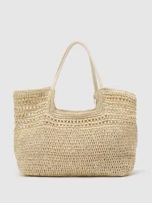 REISS Raffia-effect Cut-out Tote Bag