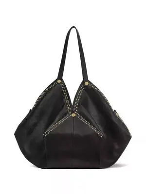 Versace Large Protea Leather Shoulder Bag With Stud Embellishments - Black