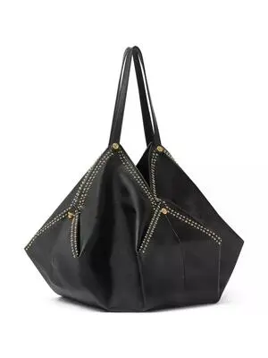 Versace Large Protea Leather Shoulder Bag With Stud Embellishments - Black