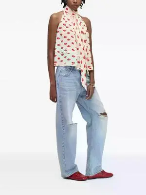 Marc Jacobs Lips-print Halterneck Top